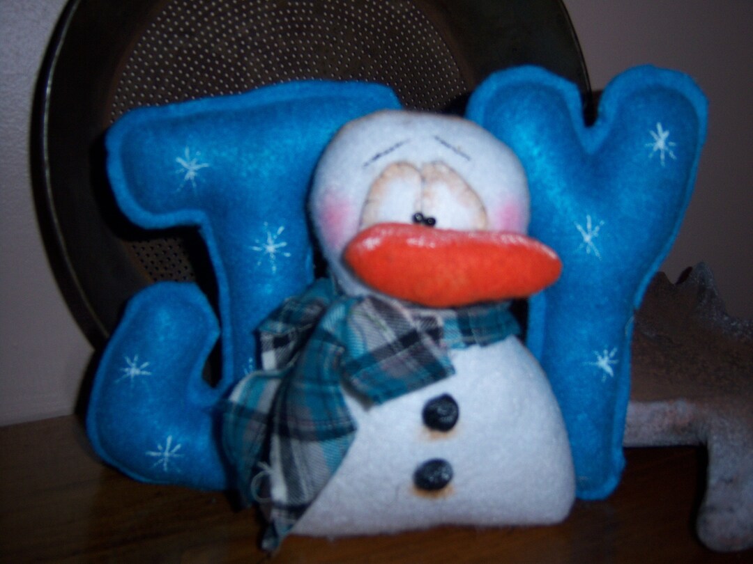 Snowman JOY Sitter Folk Art Wreath Decor Mailed - Paper PATTERN - Etsy