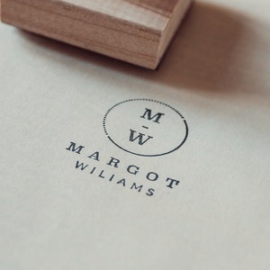 Initials Library Stamp, Custom Self Inking Ex Libris Stamp, Book Plate ...