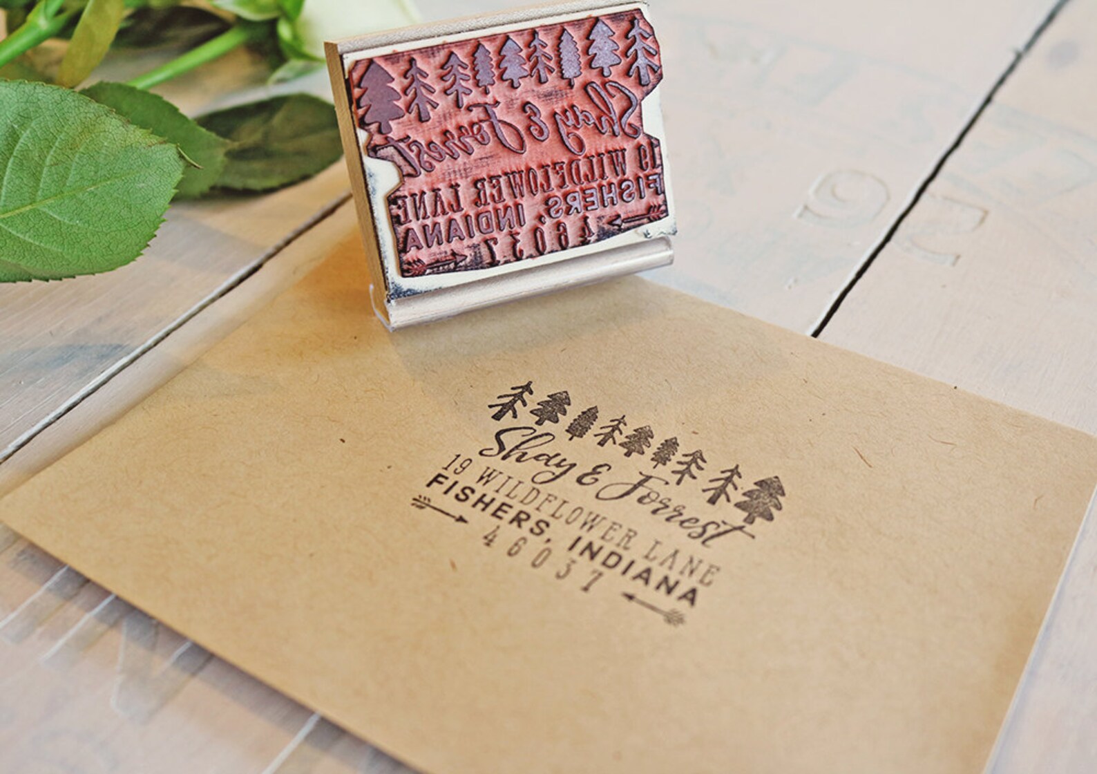 Rustic Return Address Stamp Trees Address Stamp Personalized - Etsy