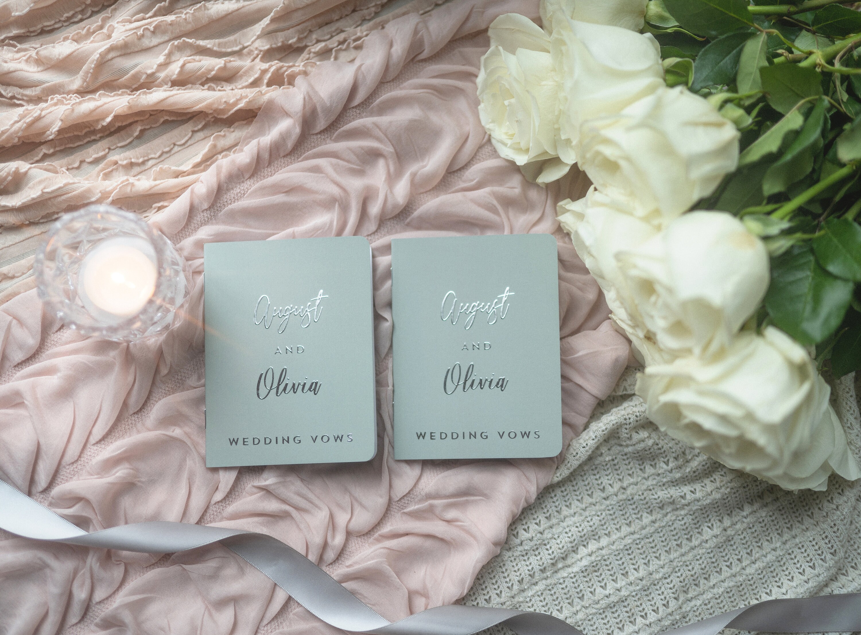 Sage & Silver Wedding Vow Books Set of 2 Foil Vow Books - Etsy