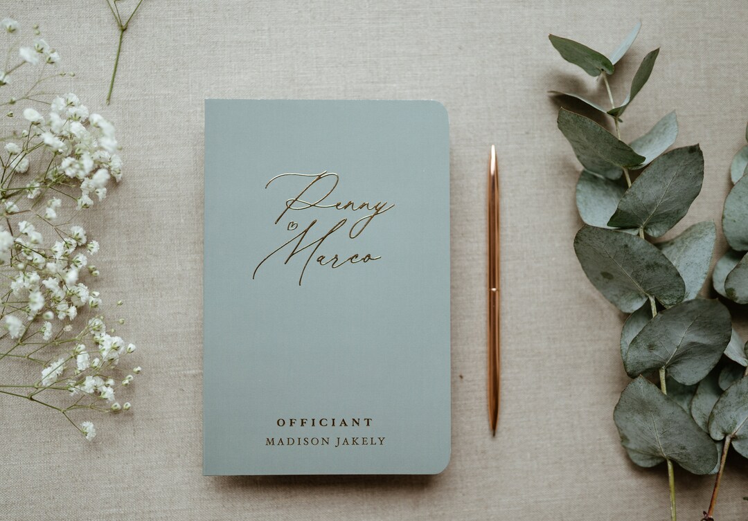 Green Wedding Officiant Book, Personalized Ceremony Book, Ceremony ...