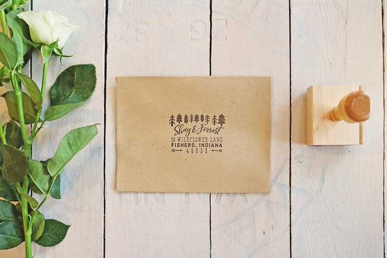 Rustic Return Address Stamp Trees Address Stamp Personalized - Etsy