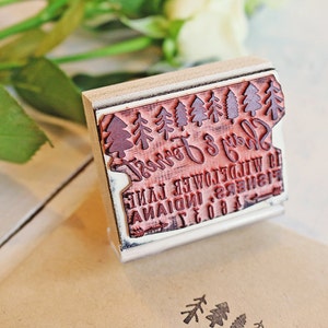 Rustic Return Address Stamp Trees Address Stamp Personalized Rubber ...