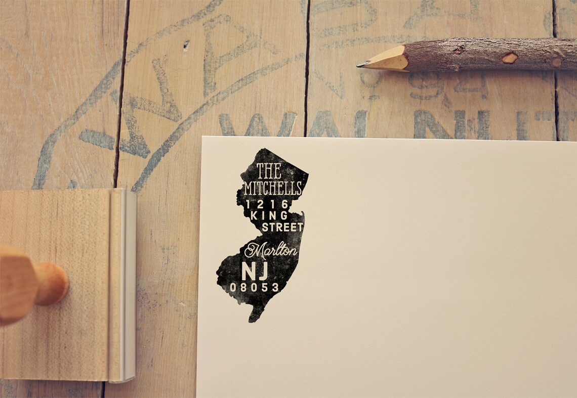 New Jersey Return Address Stamp Personalized Gift Housewarming | Etsy