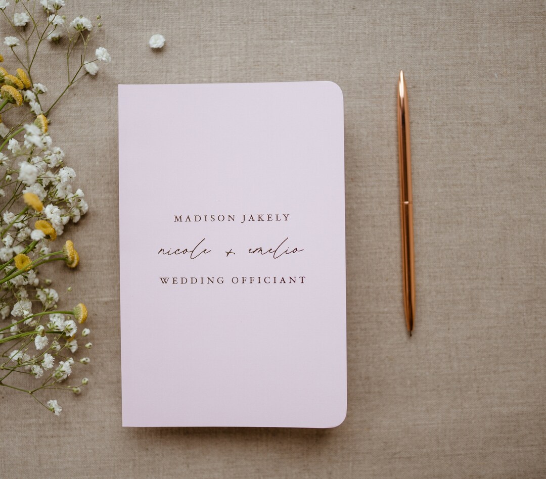 Blush Pink Wedding Officiant Book, Personalized Ceremony Book, Ceremony ...