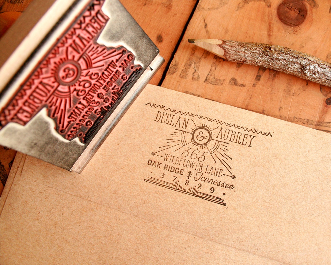 Rustic Address Stamp, Return Address Stamp, Custom Rubber Stamp ...