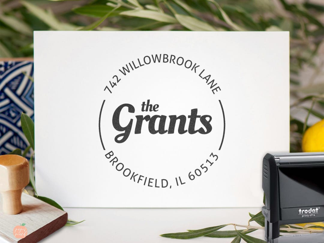 Custom Family Return Address Stamp: Flowing Name Script, Wood or Self ...