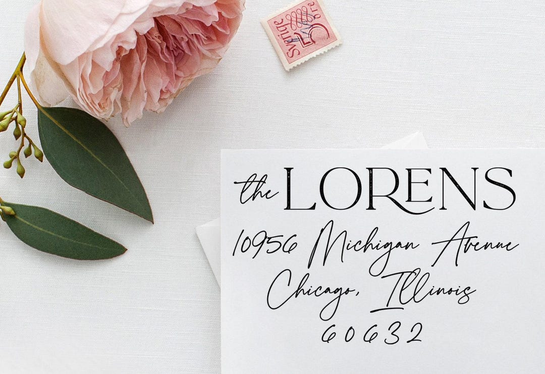 Lettered Script Return Address Stamp, Modern Stamp, Personalized Rubber ...