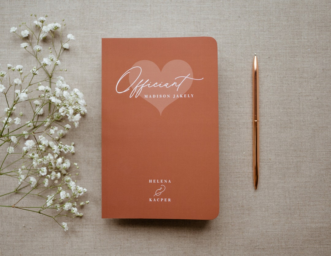 Rustic Wedding Officiant Book, Personalized Ceremony Book, Brown and ...