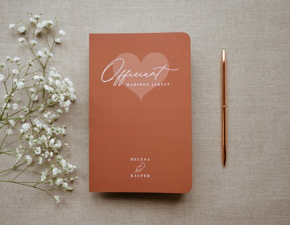 Rustic Wedding Officiant Book, Personalized Ceremony Book, Brown and ...