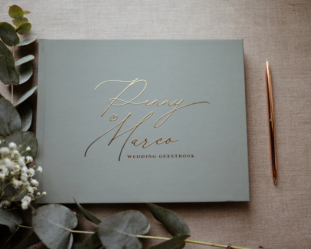 Green Wedding Guest Book, Wedding Sign In, Photo Album, Photobook ...