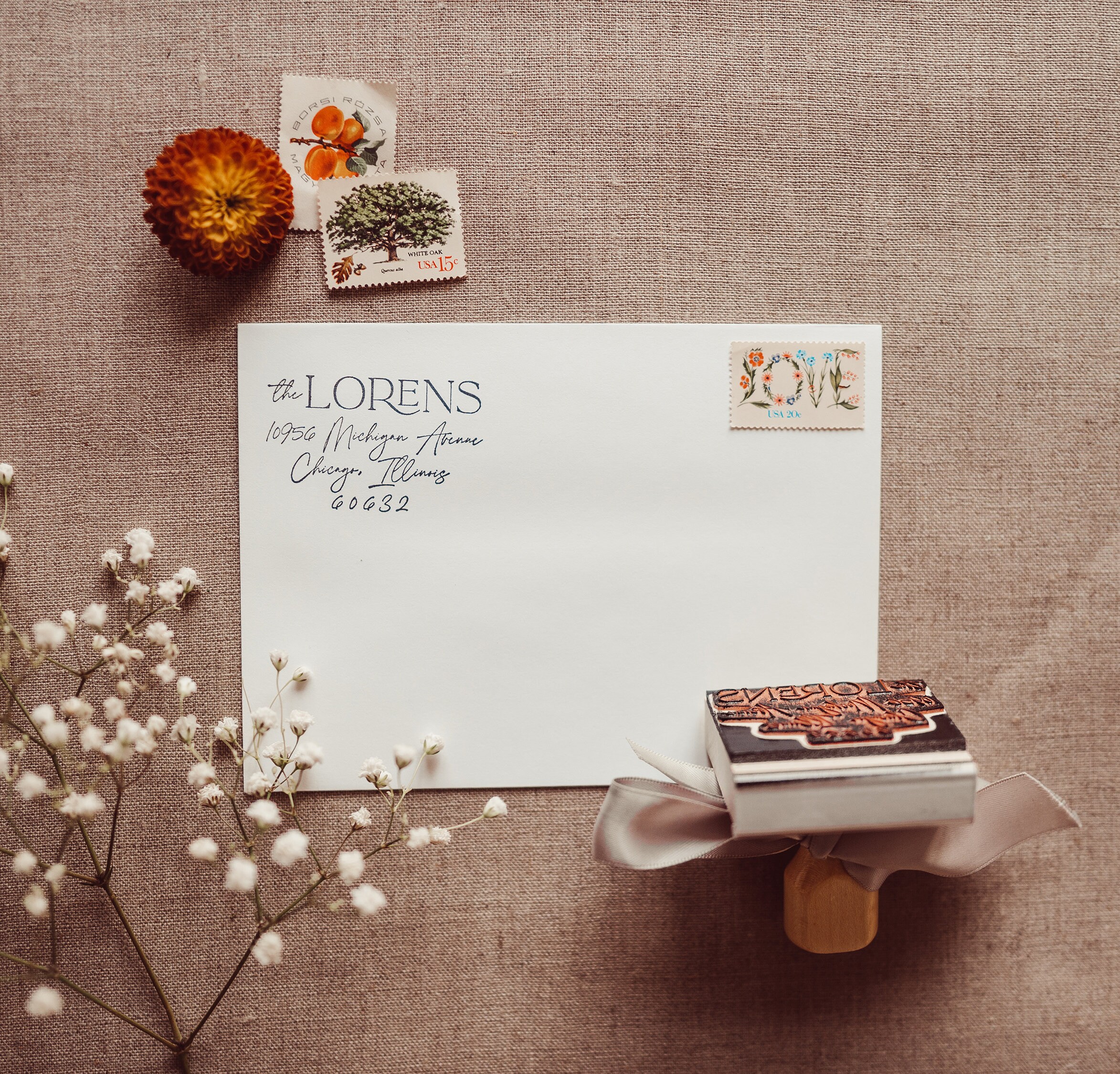 Lettered Script Return Address Stamp Modern Stamp | Etsy