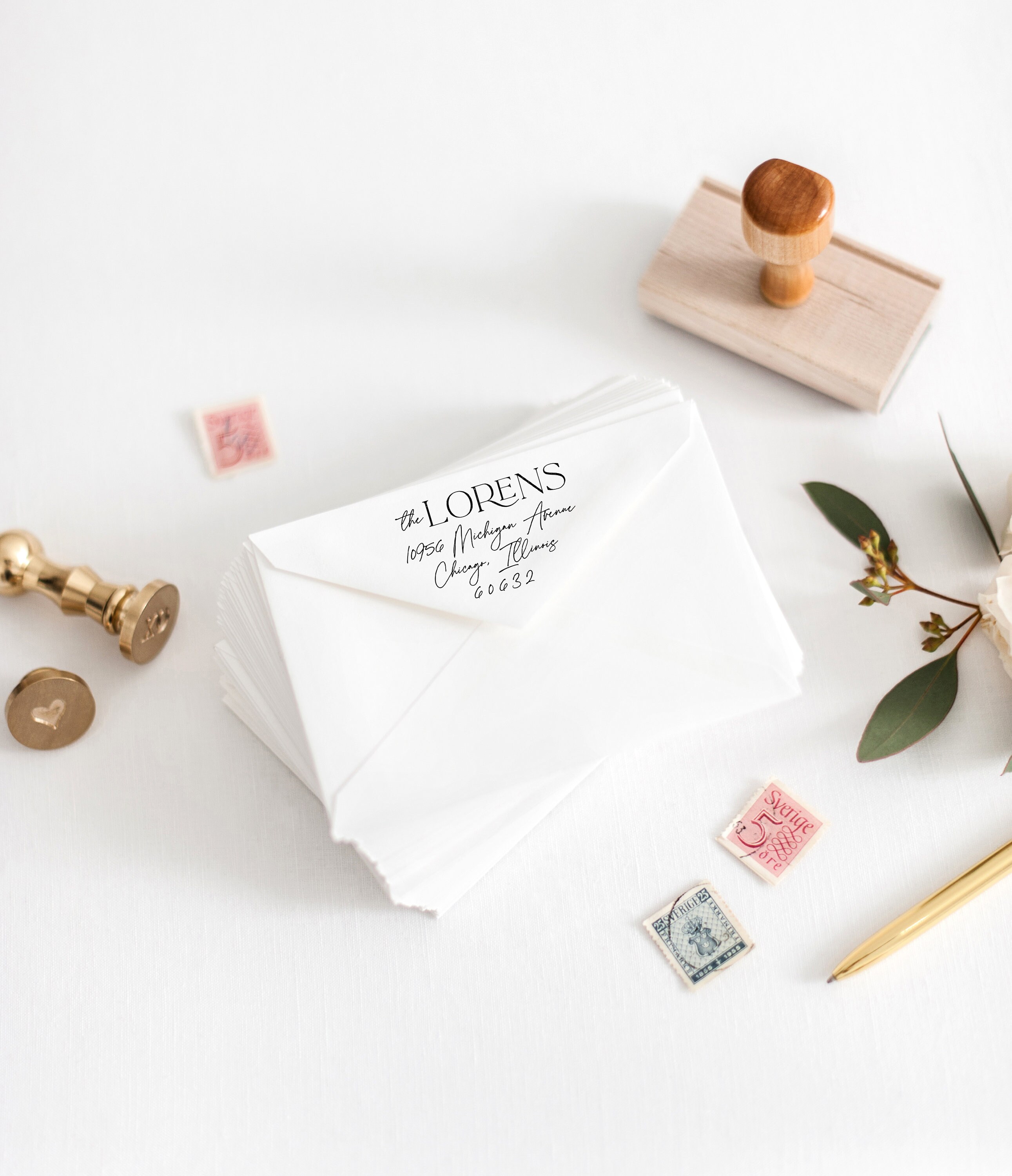 Lettered Script Return Address Stamp Modern Stamp | Etsy