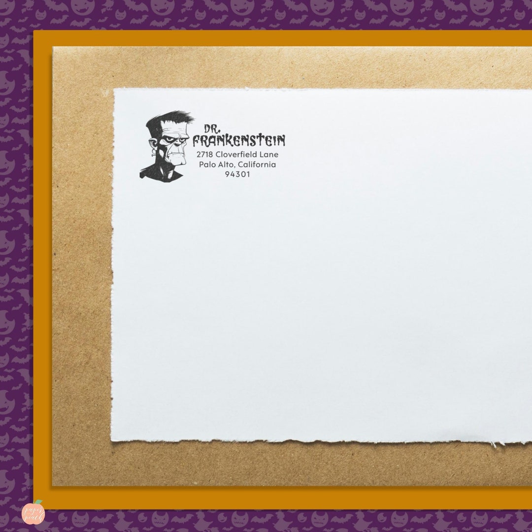 Frankenstein Address Stamp: Custom Halloween Gothic Mail - Etsy