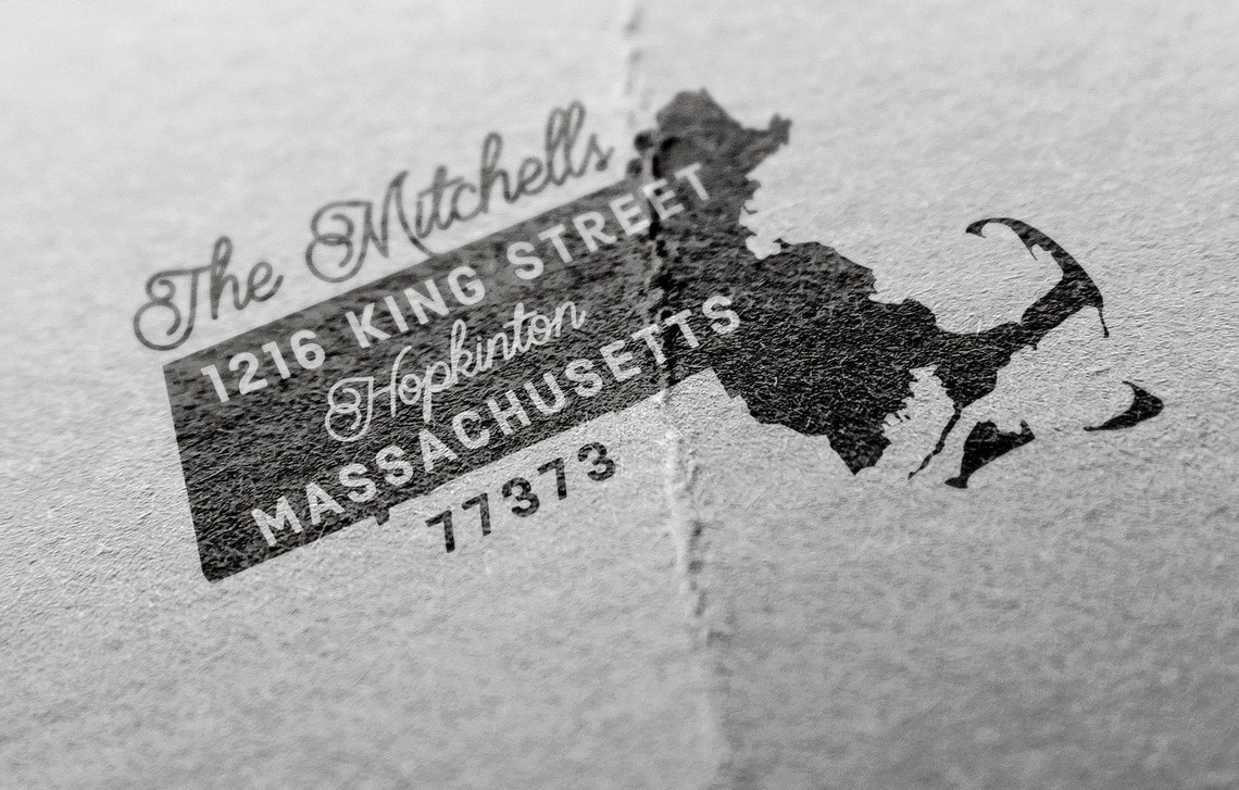 Massachusetts Return Address Stamp, State Stamp Personalized Gift ...
