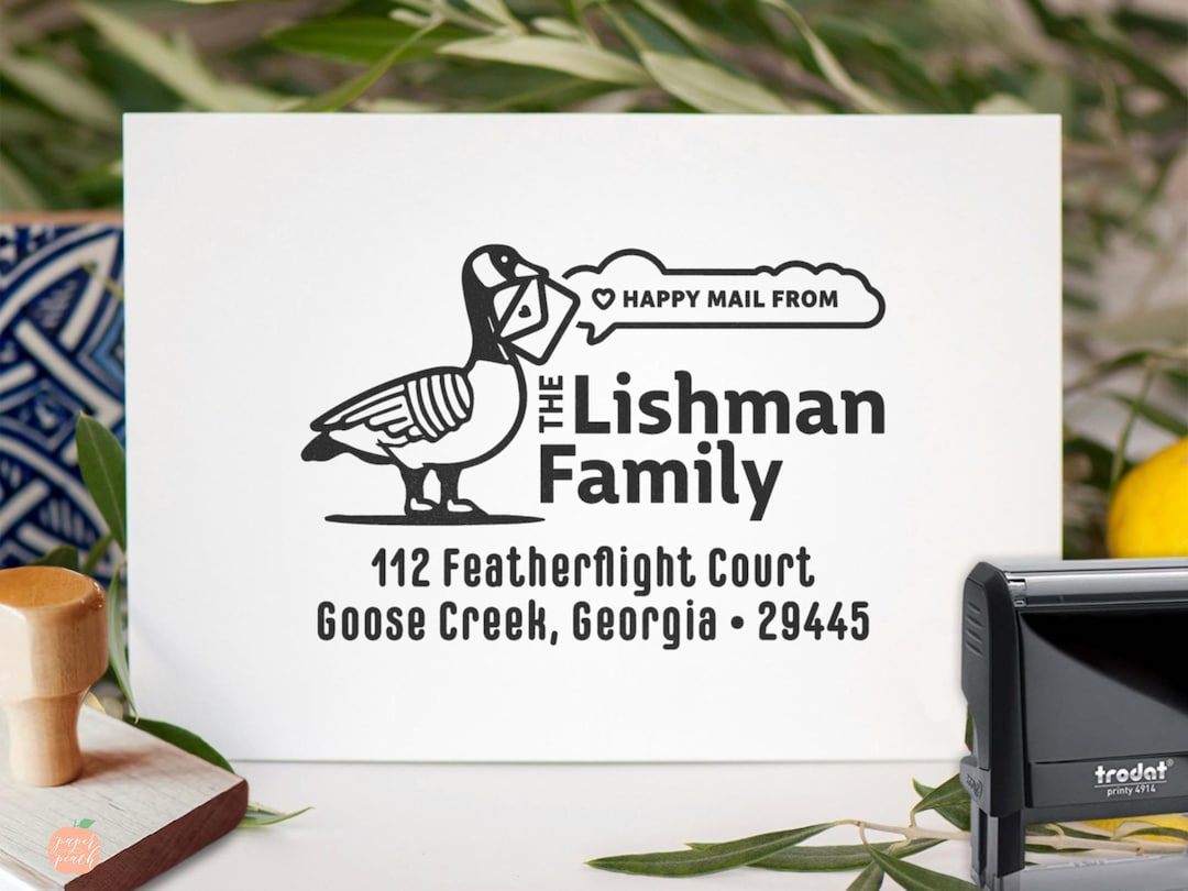 Personalized Goose Return Address Stamp: Kid-friendly Happy Mail, Self ...