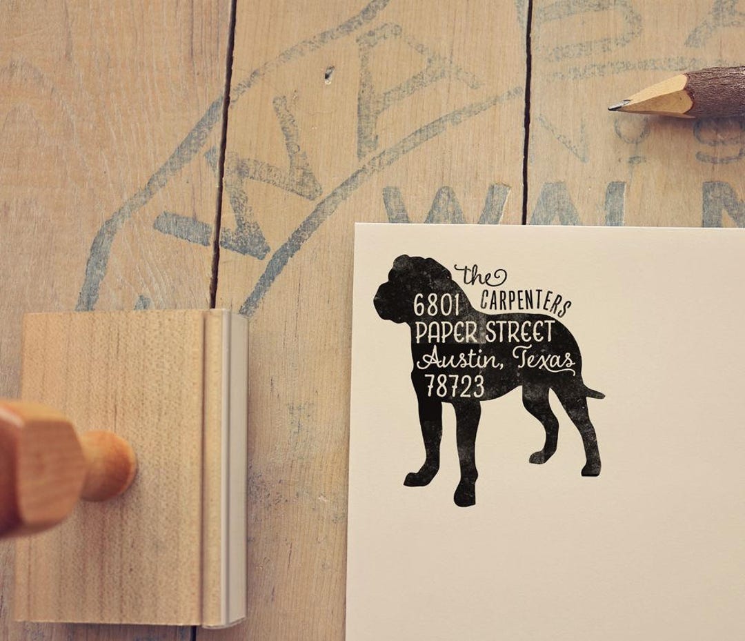 Rottweiler Return Address Stamp, Dog Owner Gift, Wooden Handle, Custom ...