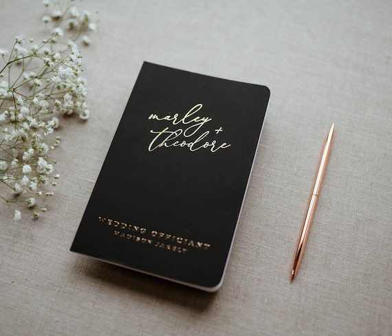 Wedding Officiant Book, Personalized Ceremony Book, Black, Ceremony ...