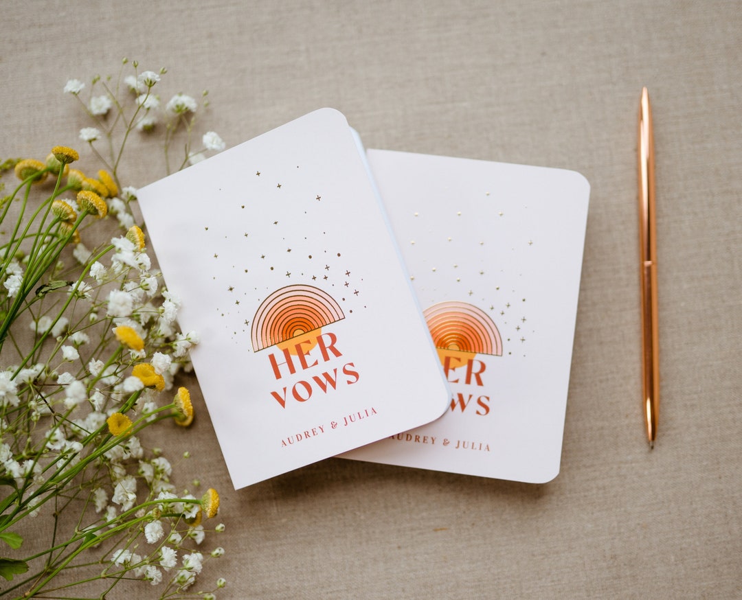 Rainbow Wedding Vow Books, Set of 2, Foil Vow Booklets, Personalized ...