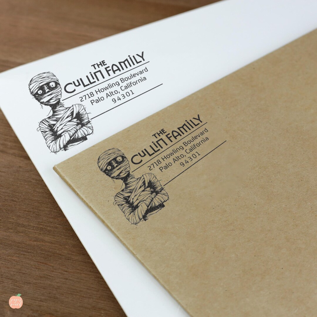Mummy Return Address Stamp: Halloween Gothic Invitation, Wood or Self ...