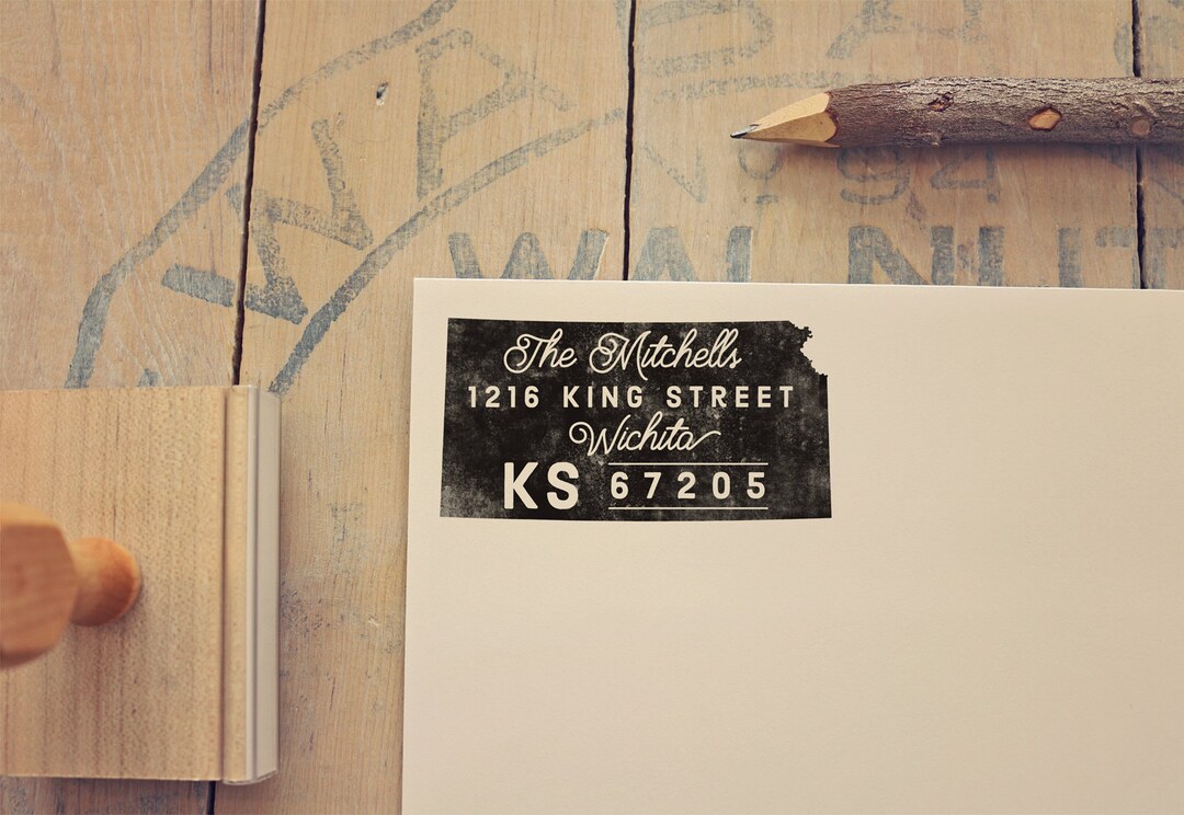 Kansas Return Address Stamp, State Stamp Personalized Gift Housewarming ...