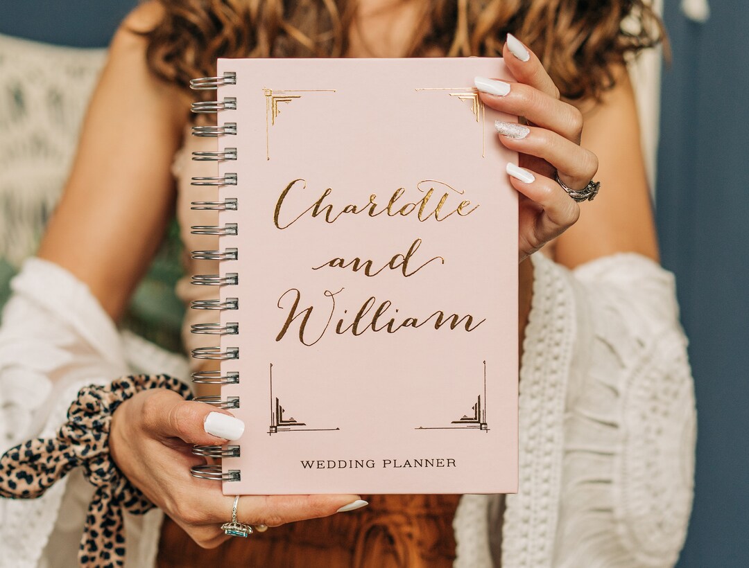 Pink Wedding Planner Book, Real Gold Foil, Custom Wedding Planner Book ...