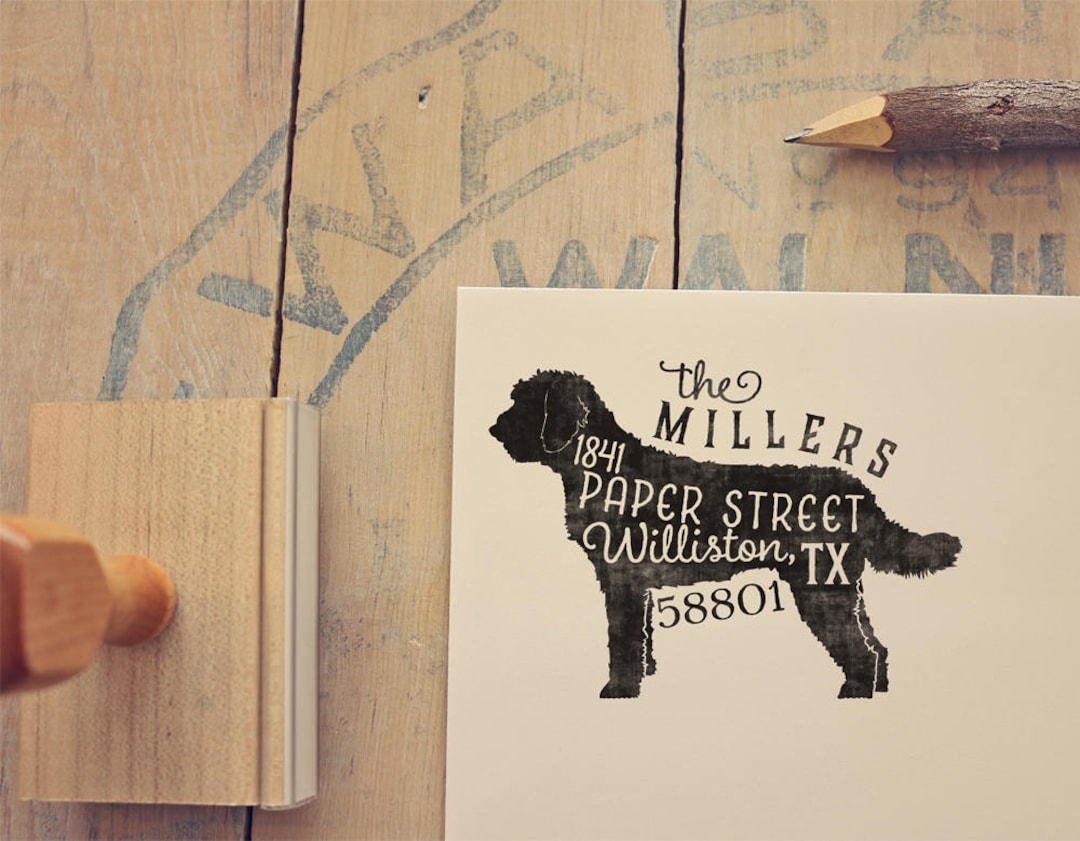 Labradoodle Return Address Stamp, Dog Stamp, Housewarming & Dog Lover ...