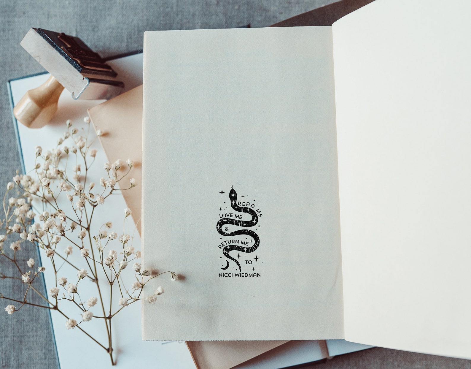 Snake Library Stamp Custom Self Inking Ex Libris Stamp Book - Etsy