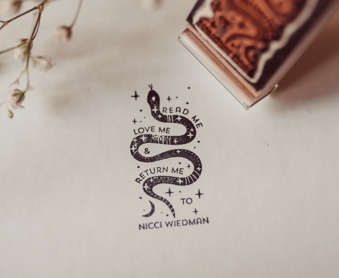 Snake Library Stamp Custom Self Inking Ex Libris Stamp Book - Etsy