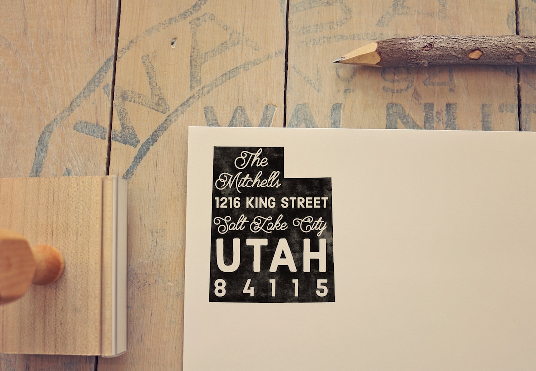 Utah Return Address State Stamp, Personalized Rubber Stamp - Etsy