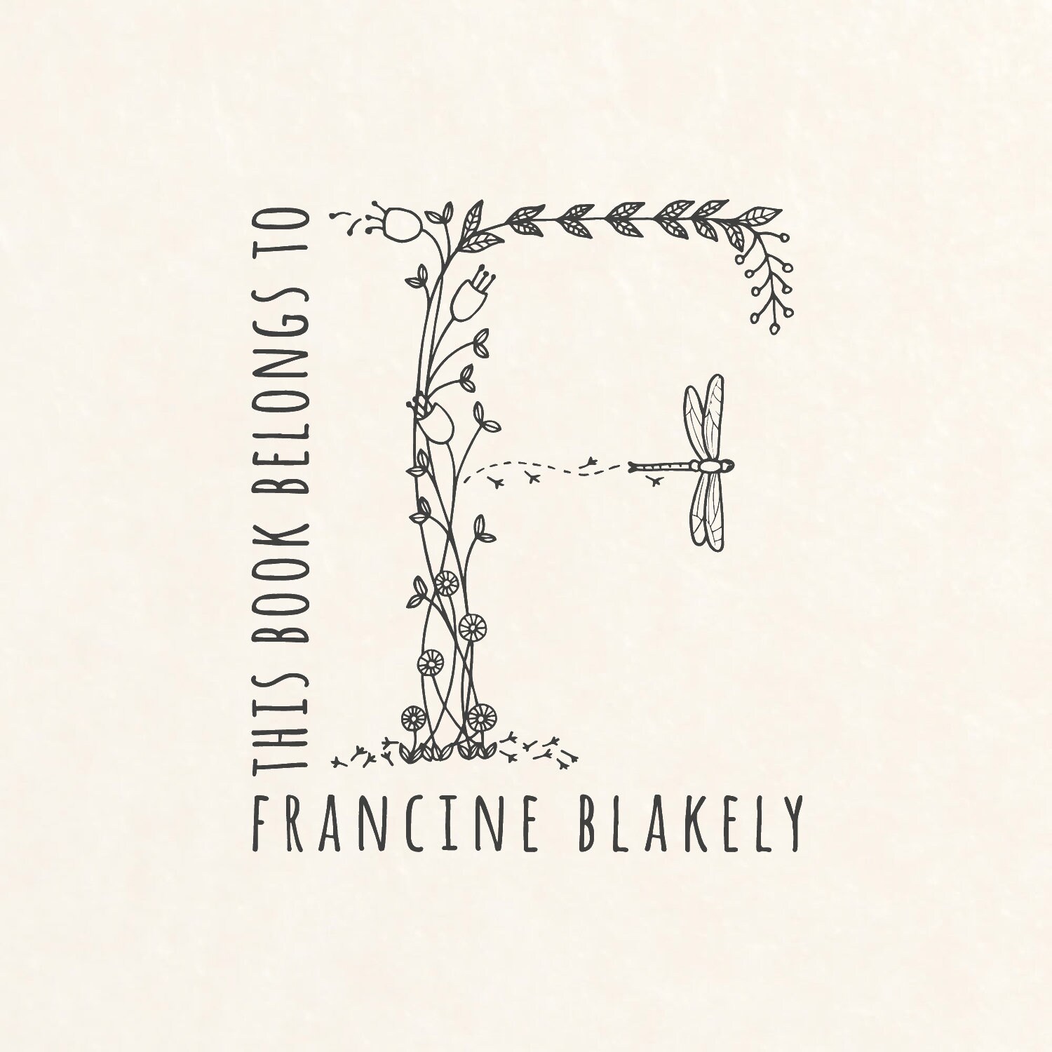 Floral Letter Library Stamp Custom Self Inking Ex Libris - Etsy