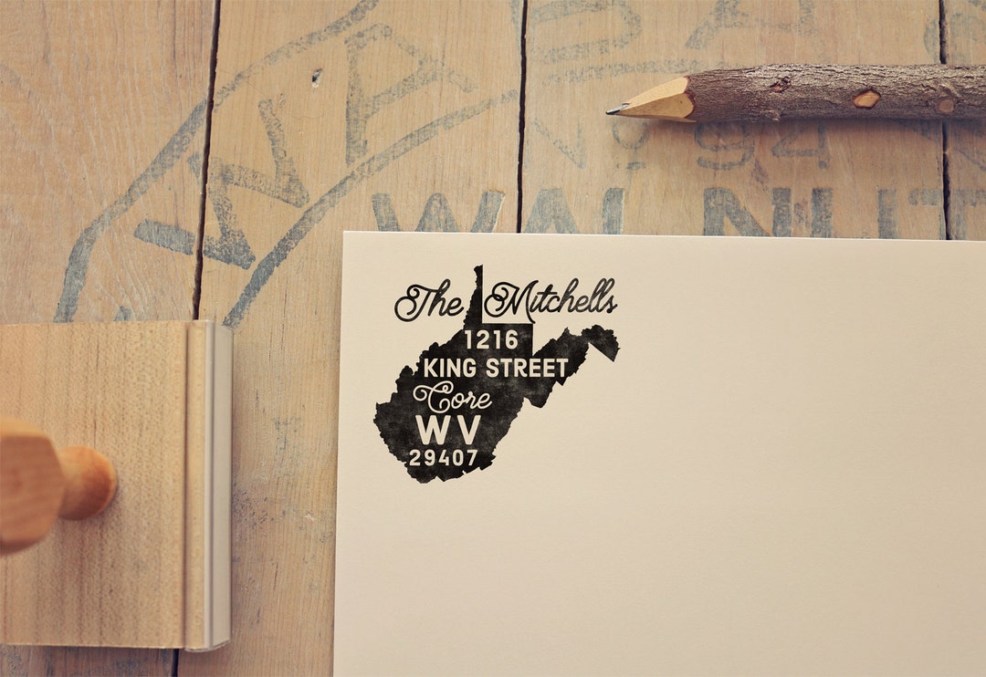 West Virginia Return Address Stamp, State Stamp Personalized Gift ...