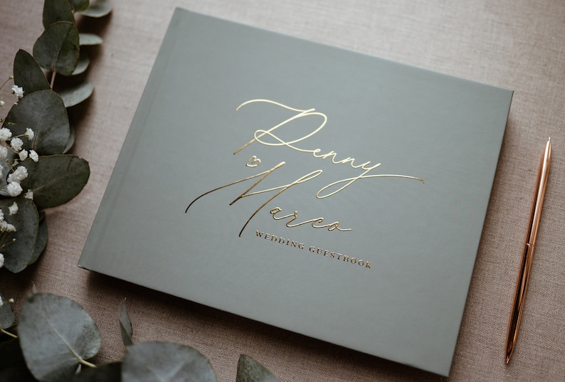 Green Wedding Guest Book, Wedding Sign In, Photo Album, Photobook ...