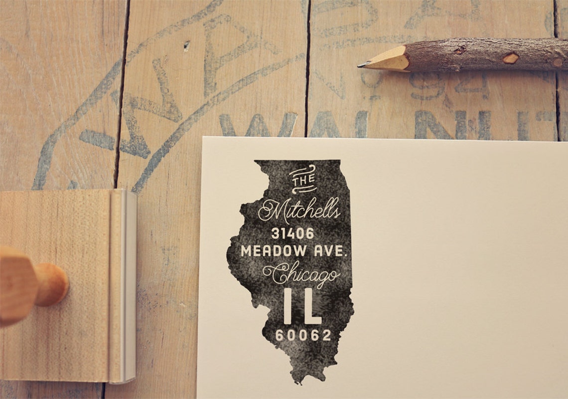Illinois Return Address Stamp Illinois Stamp State Stamp | Etsy