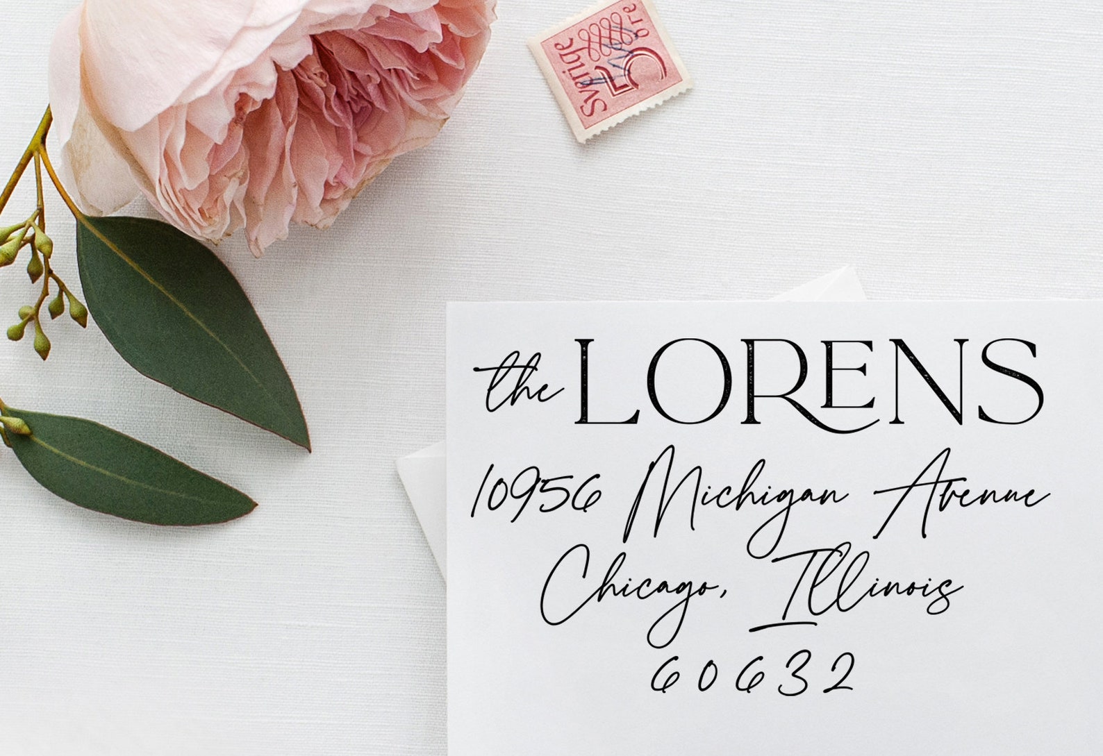 Lettered Script Return Address Stamp Modern Stamp | Etsy