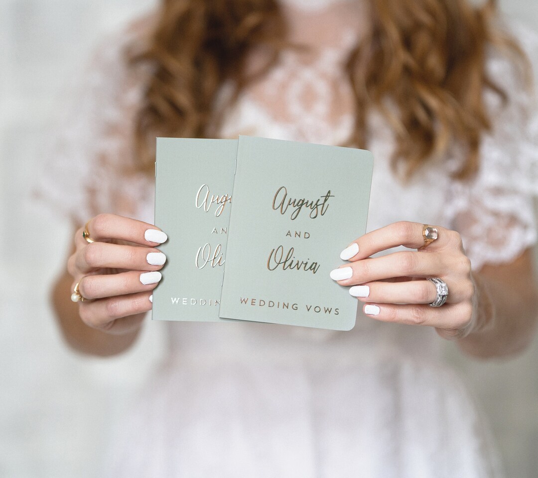 Sage & Silver, Wedding Vow Books, Set of 2, Foil Vow Books, Green Vow ...