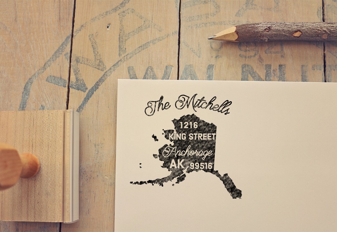 Alaska Return Address State Stamp, Personalized Rubber Stamp - Etsy