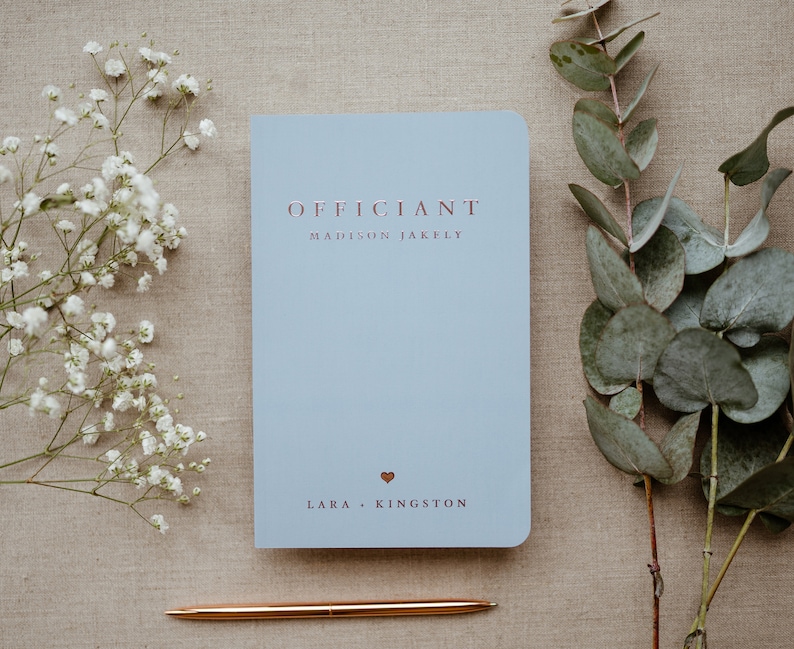 Dusty Blue Wedding Officiant Book, Personalized Ceremony Book, Ceremony ...