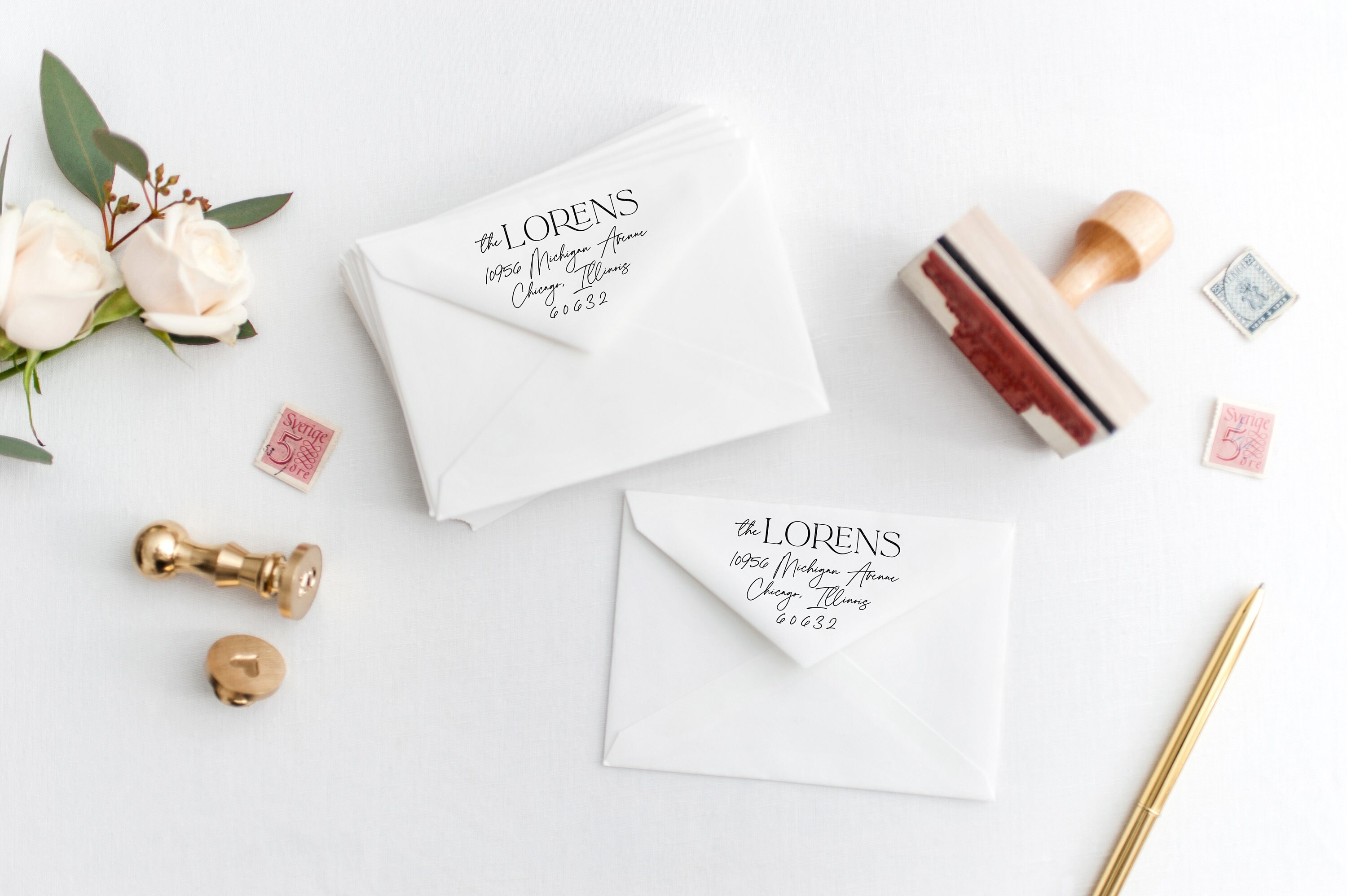 Lettered Script Return Address Stamp Modern Stamp | Etsy