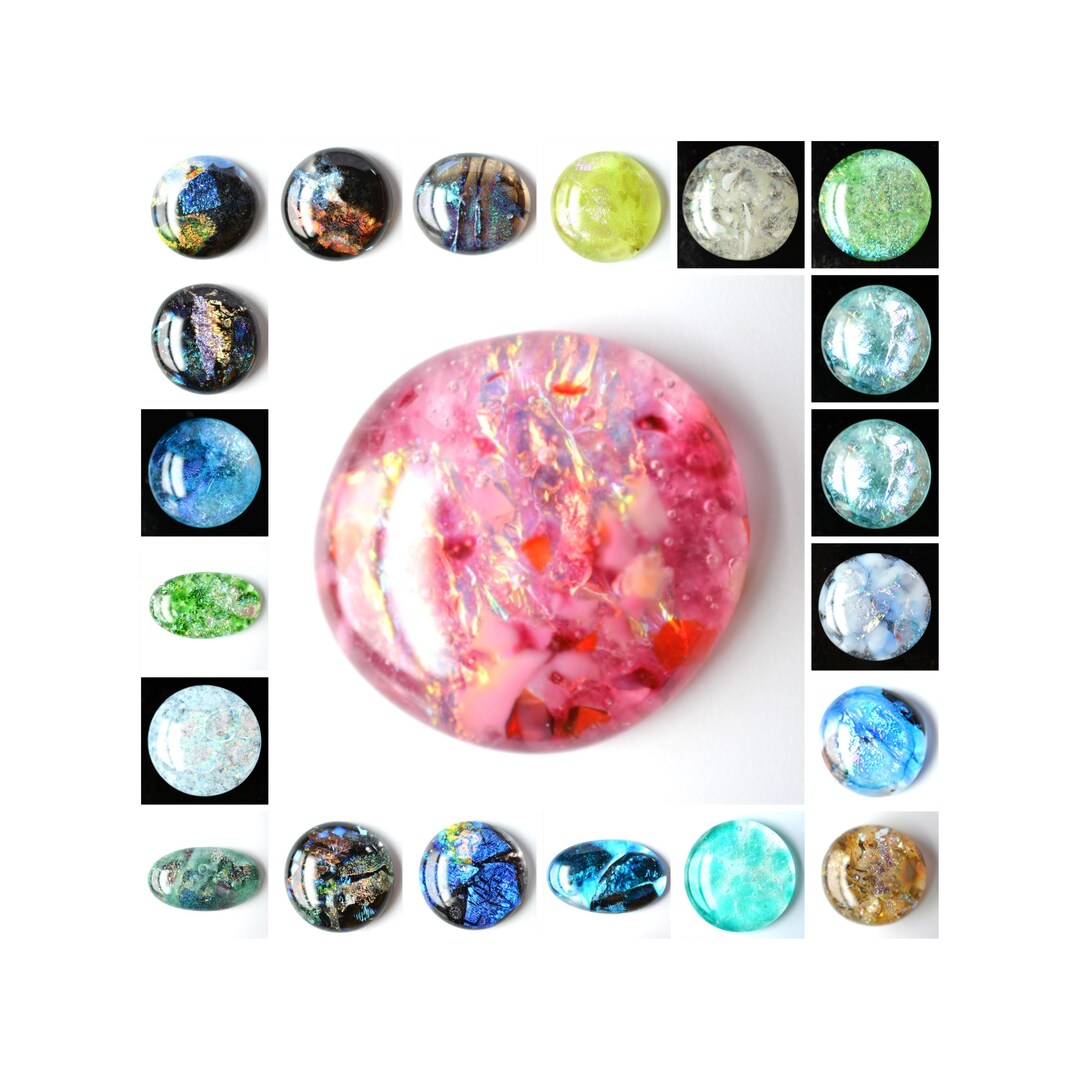 Handmade Dichroic Glass Cabochon, Multiple Color and Size Options - Etsy