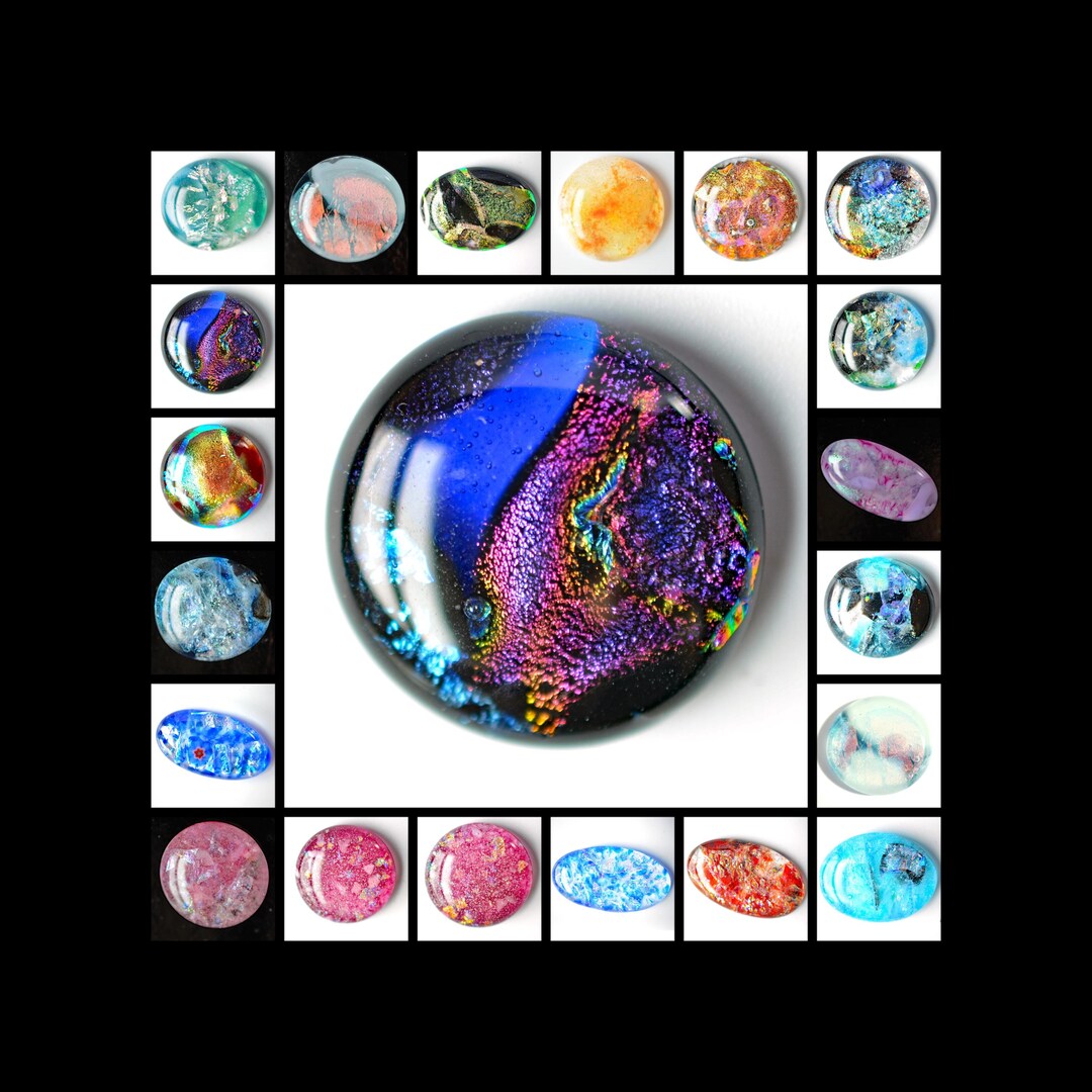 Handmade Dichroic Glass Cabochon, Treasures, Multiple Options - Etsy