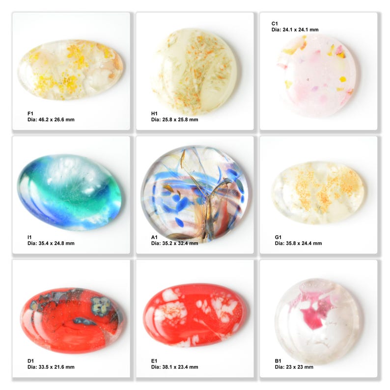 Lampwork Glass Cabochon, Color, Watercolor Effects, Multiple Options - Etsy