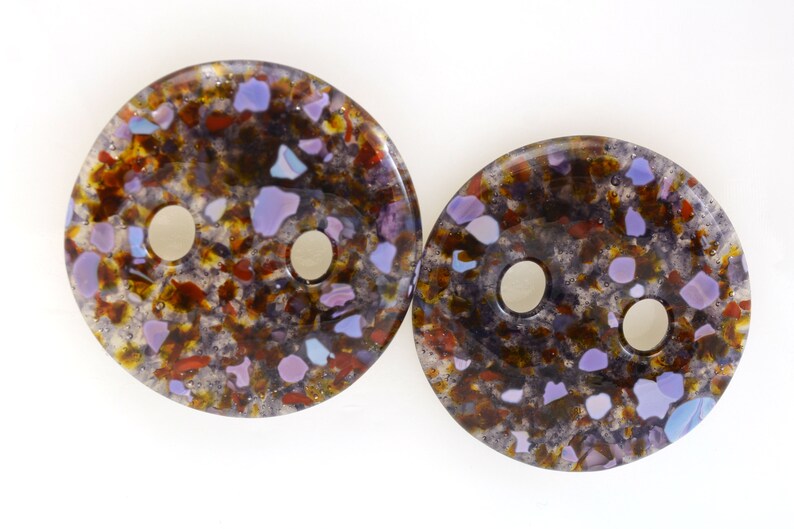 Handmade Fused Glass Buttons Pair Purple Confetti 1.7 - Etsy