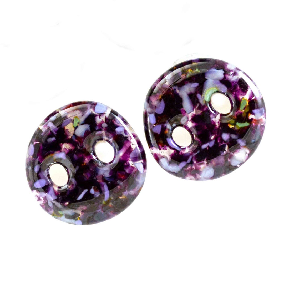Handmade Fused Glass Buttons Pair Purples With Touch of - Etsy