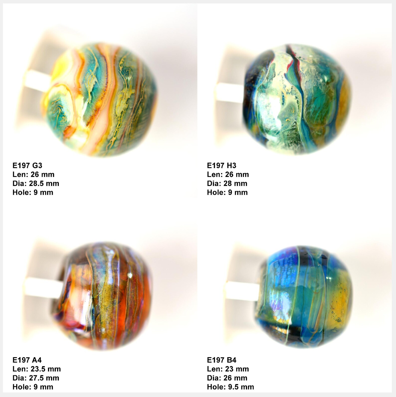 Glass Lampwork Bead, Extra Large Silver Glass, Multiple Options - Etsy