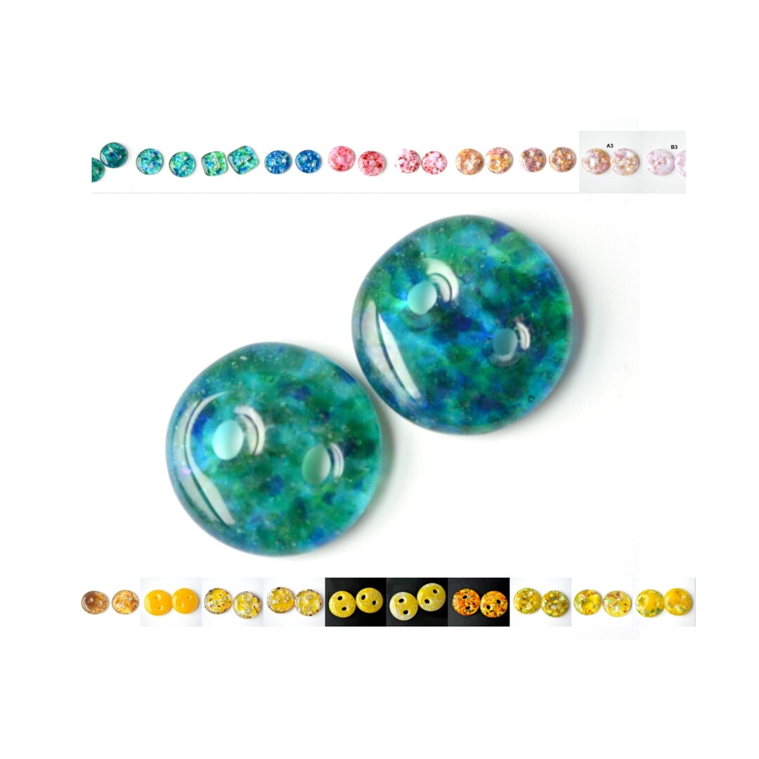 Fused Glass Button Pair, 1", Multiple Color Options - Etsy