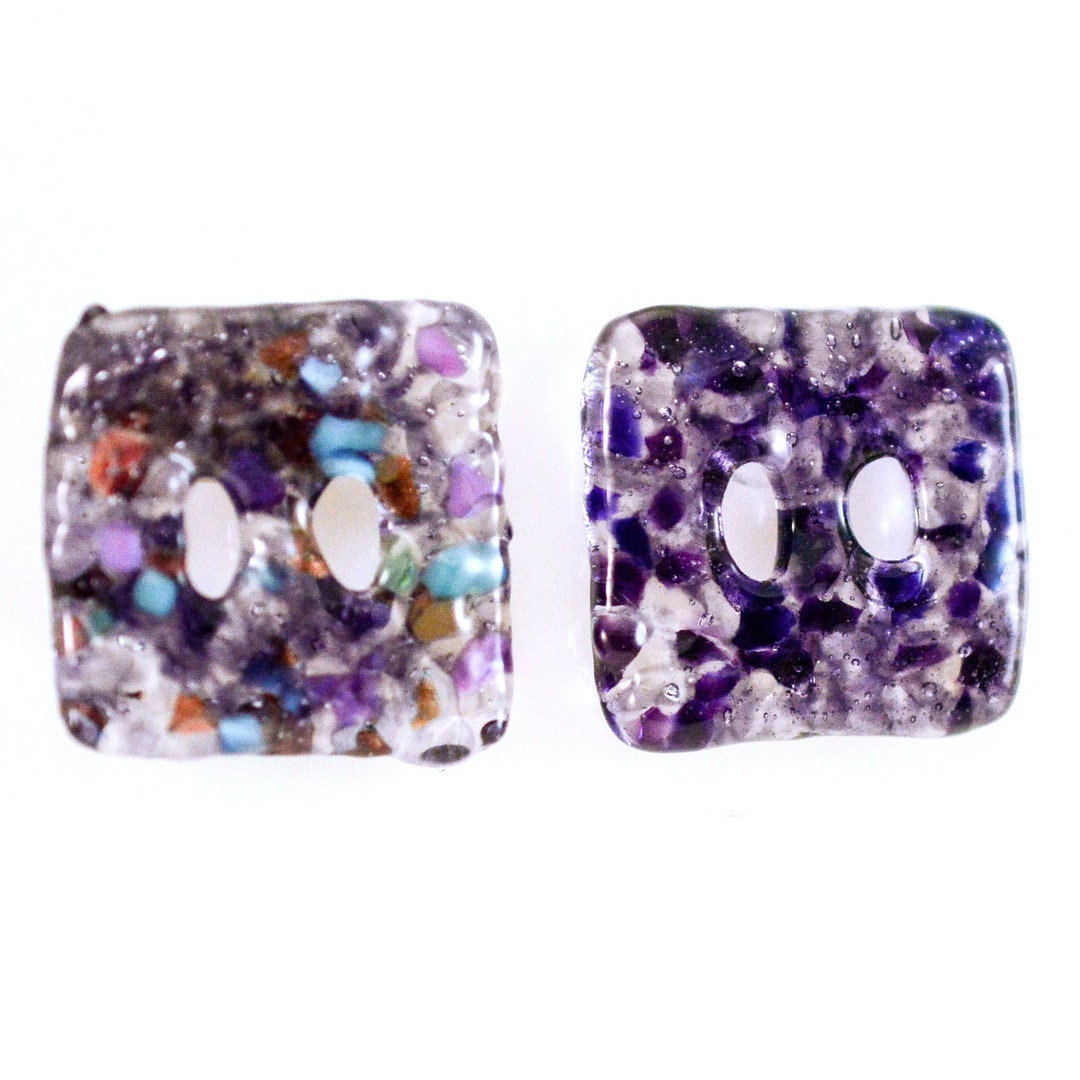 Fused Glass Buttons, Set of 2, Purple Lilacs, .8 Inch, Multiple Options ...