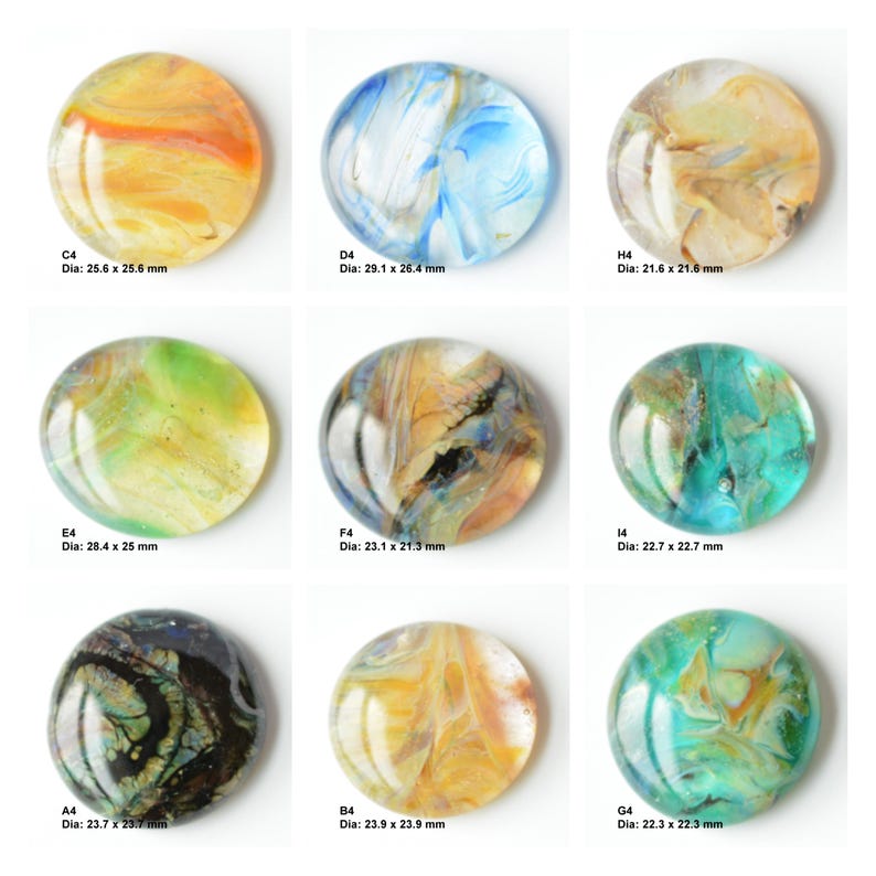 Lampwork Glass Cabochon, Color, Watercolor Effects, Multiple Options - Etsy