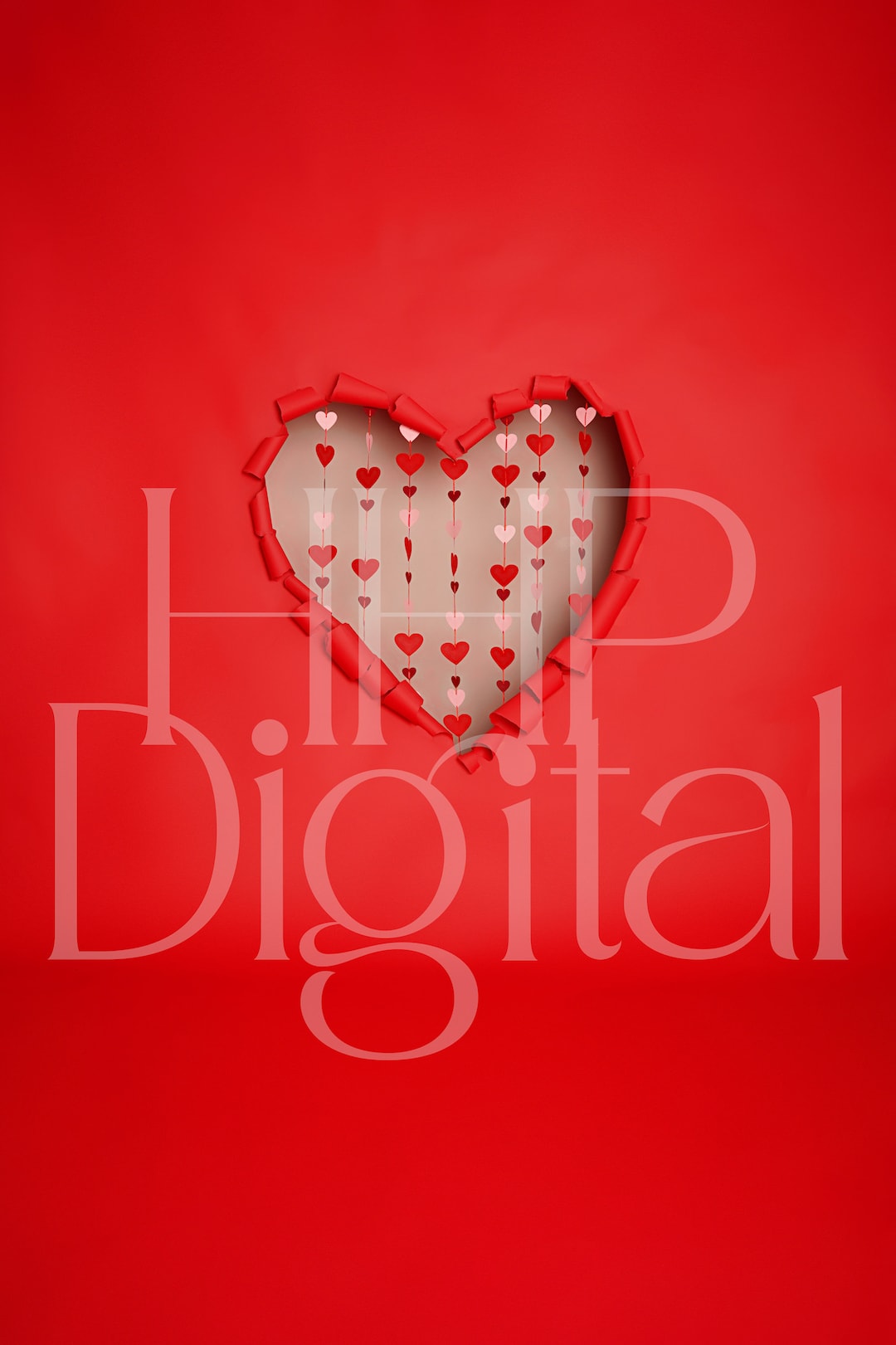 Torn Heart Digital Backdrop, Valentines Day, Heart Shaped Hole in Red ...