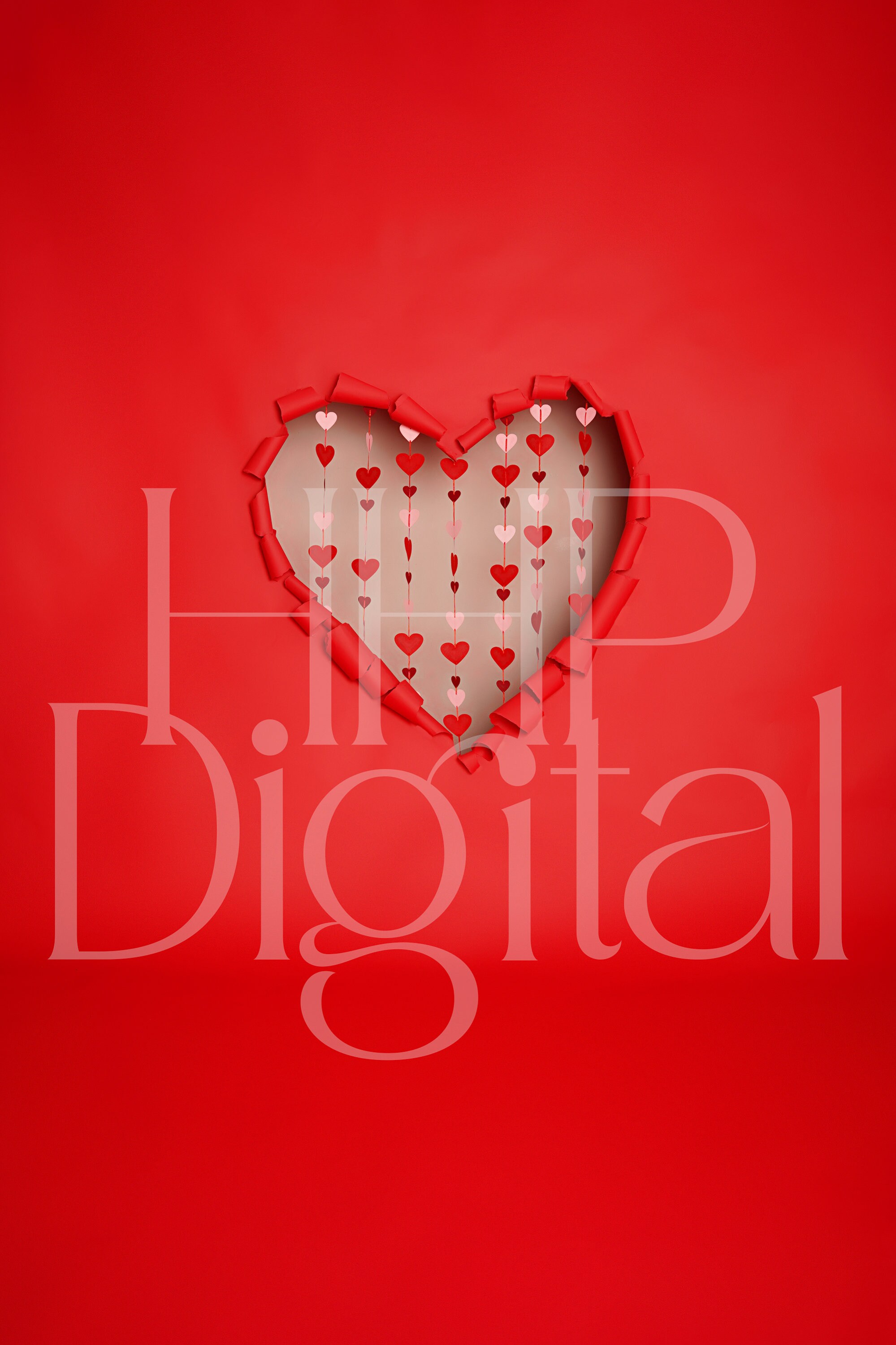 Torn Heart Digital Backdrop, Valentines Day, Heart Shaped Hole in Red ...